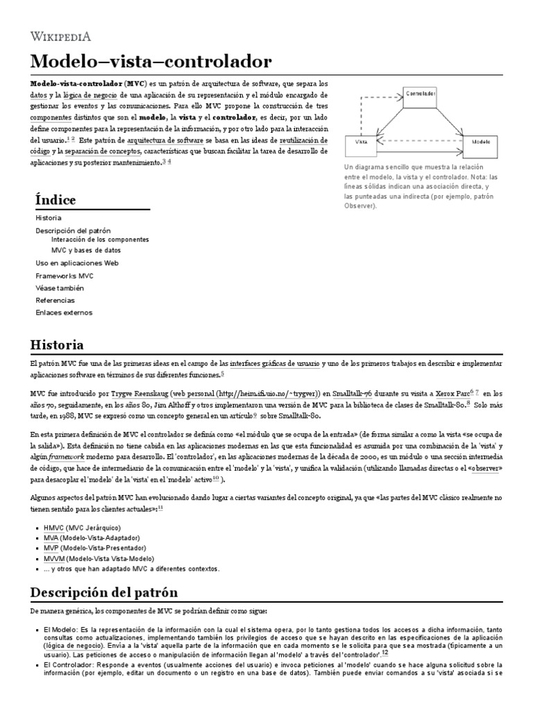 Modelo-Vista-Controlador - Wikipedia, La Enciclopedia Libre | PDF ...