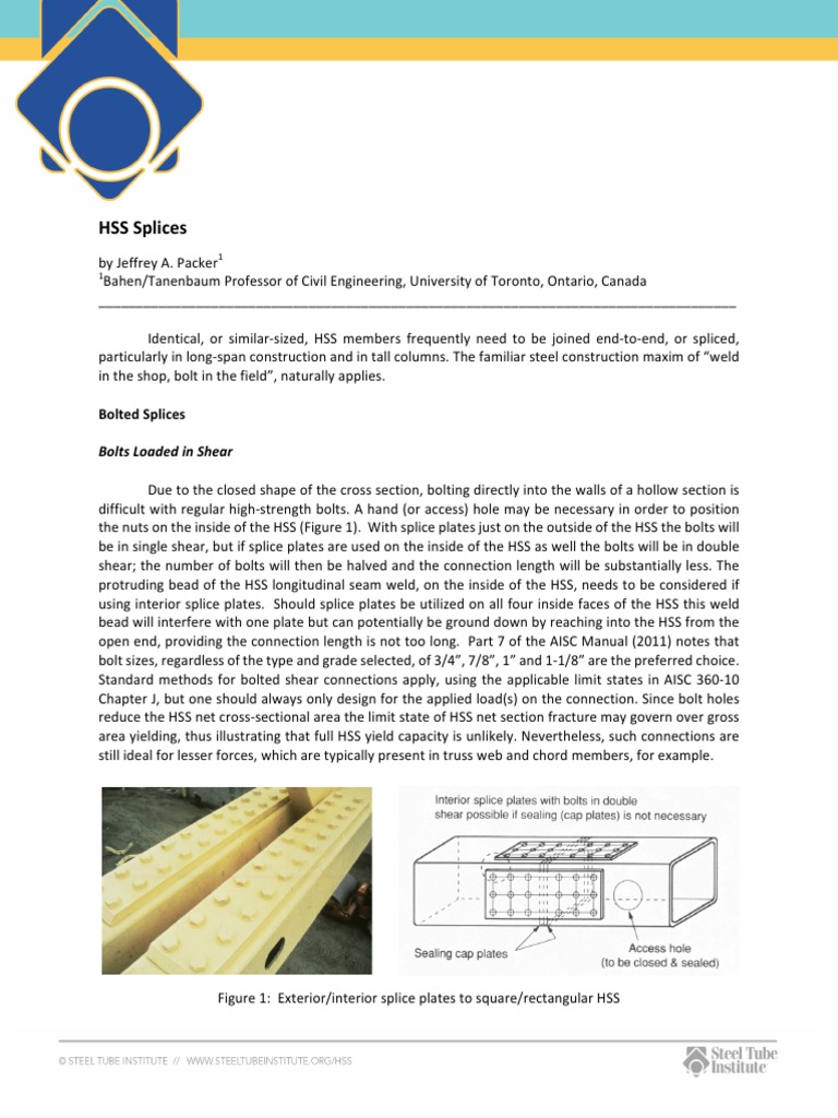 PDF Branded HSS Splices | PDF | Structural Steel | Screw