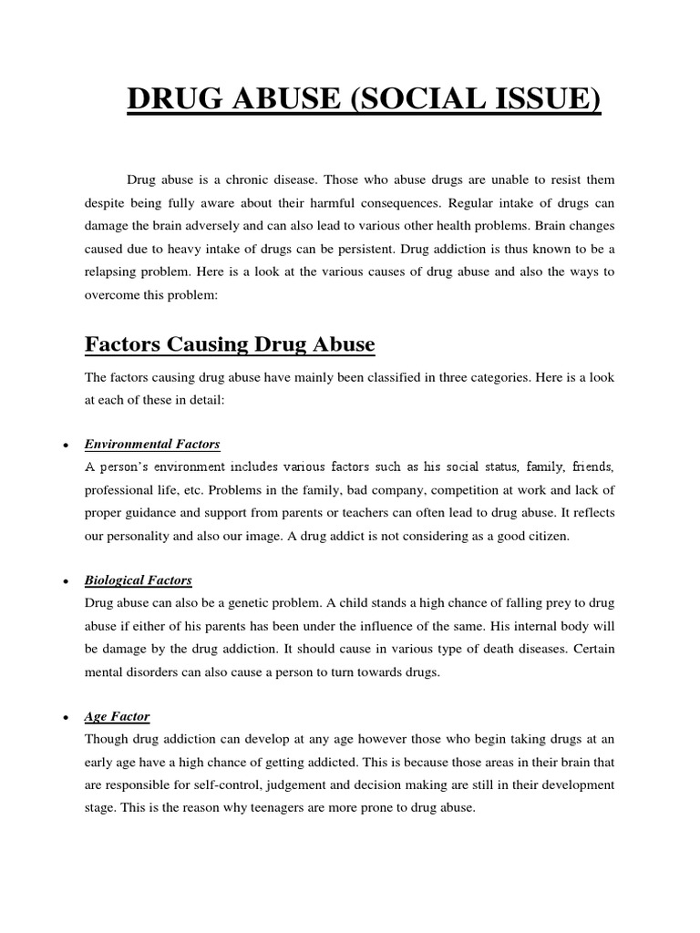 Drug Abuse (Social Issue) | PDF | Substance Abuse | Positive Psychology