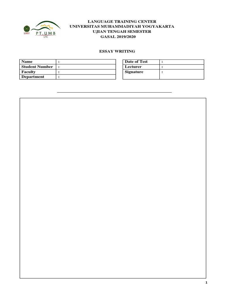 Lembar Essay Writing Gasal | PDF