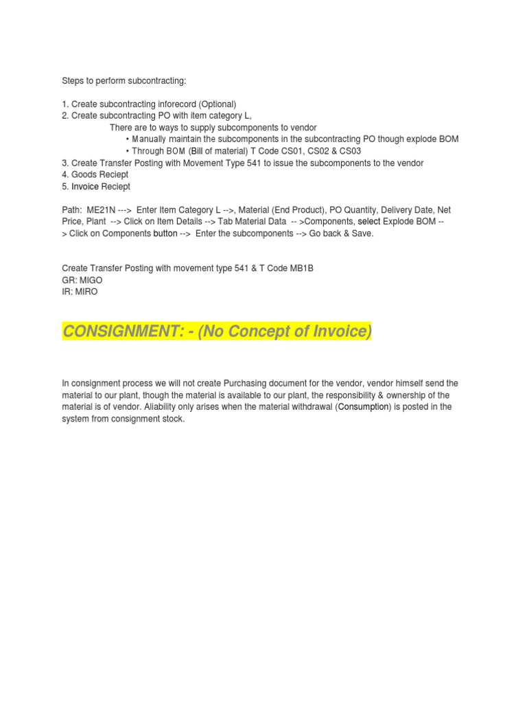 CONSIGNMENT: - (No Concept of Invoice) | PDF