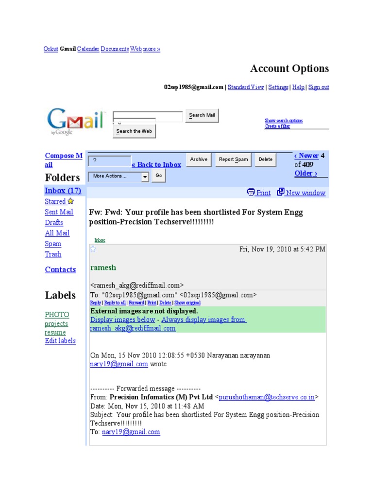 Account Options: Inbox | PDF | Microsoft Windows | Email Spam