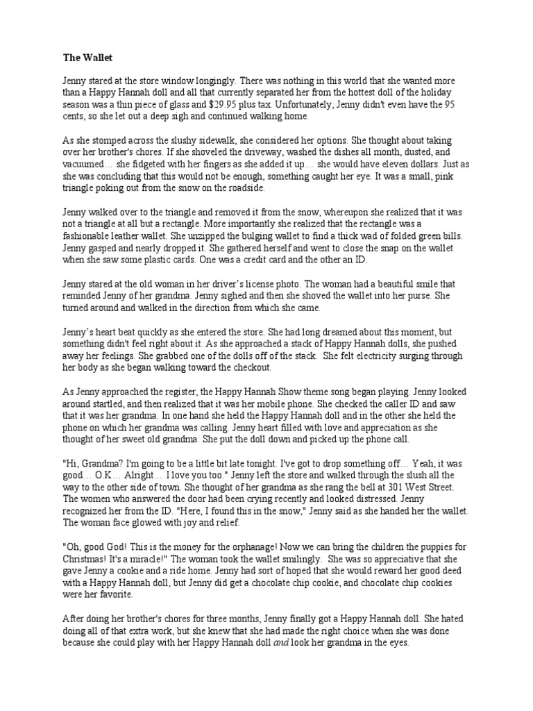 The Wallet Story Structure Worksheet 6 PDF | PDF | Narration