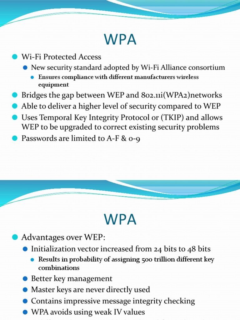 WPA vs. WEP | PDF | Wi Fi | Information Security