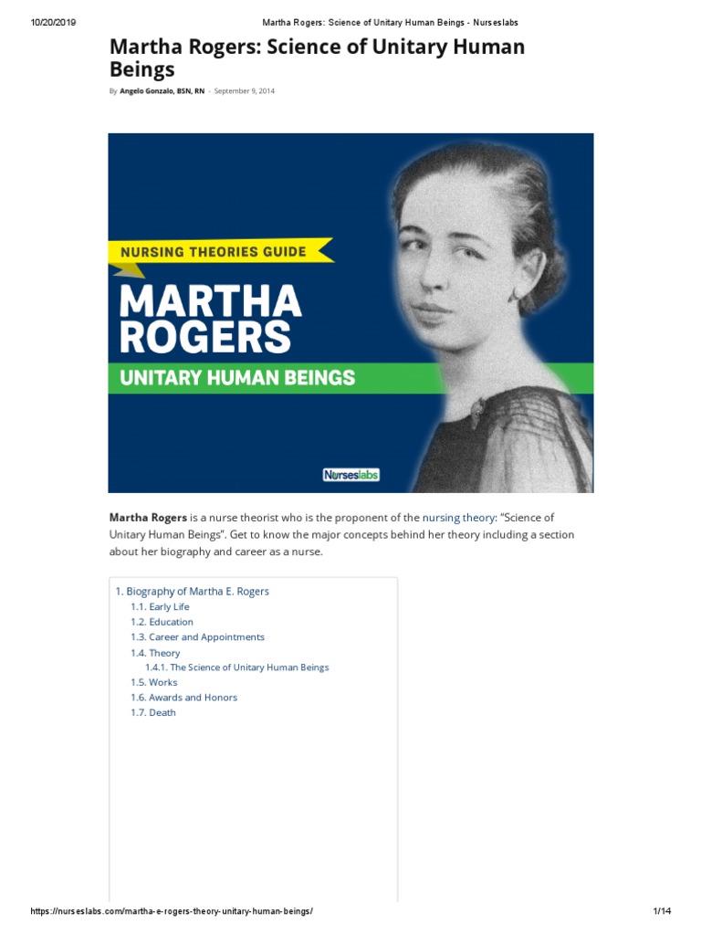 Martha Rogers: Science of Unitary Human Beings: Nursing Theory | PDF ...