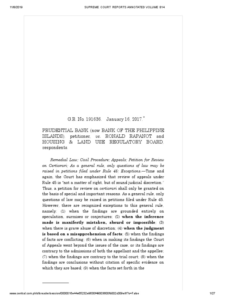 3.prudential Bank vs. Rapanot | PDF | Mortgage Law | Certiorari