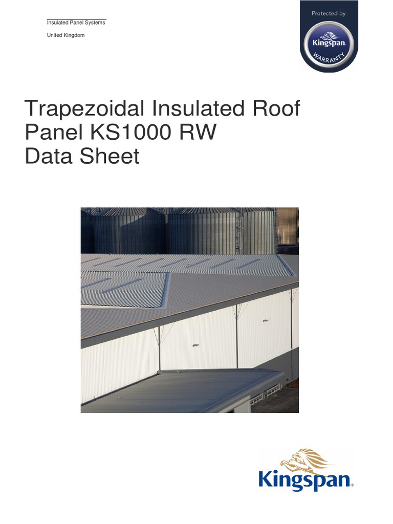 Kingspan PIR Trapezoidal Roof KS1000RW Datasheet en UK | PDF | Roof ...