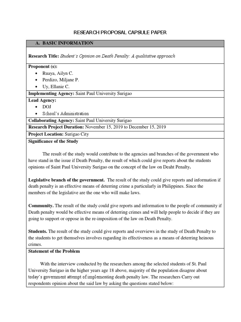 Capsule Research Proposal | PDF | Justice | Crime & Violence