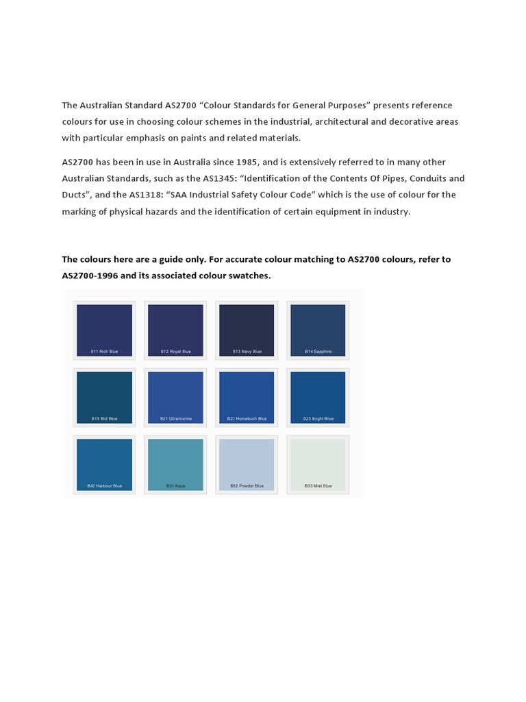 Colours AS2700 PDF | PDF