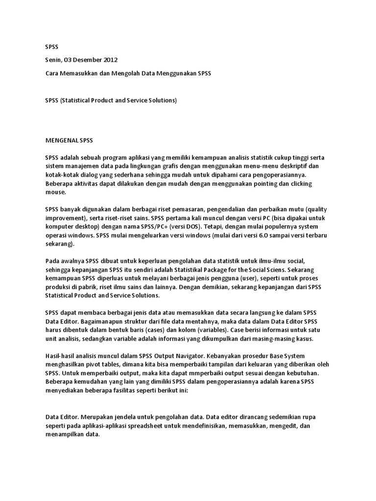 SPSS | PDF | Metode & Bahan Ajar | Komputer