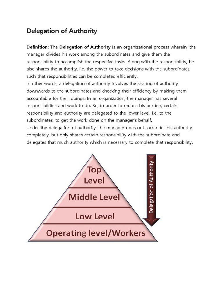 Definition: The Delegation of Authority Is An Organizational Process ...