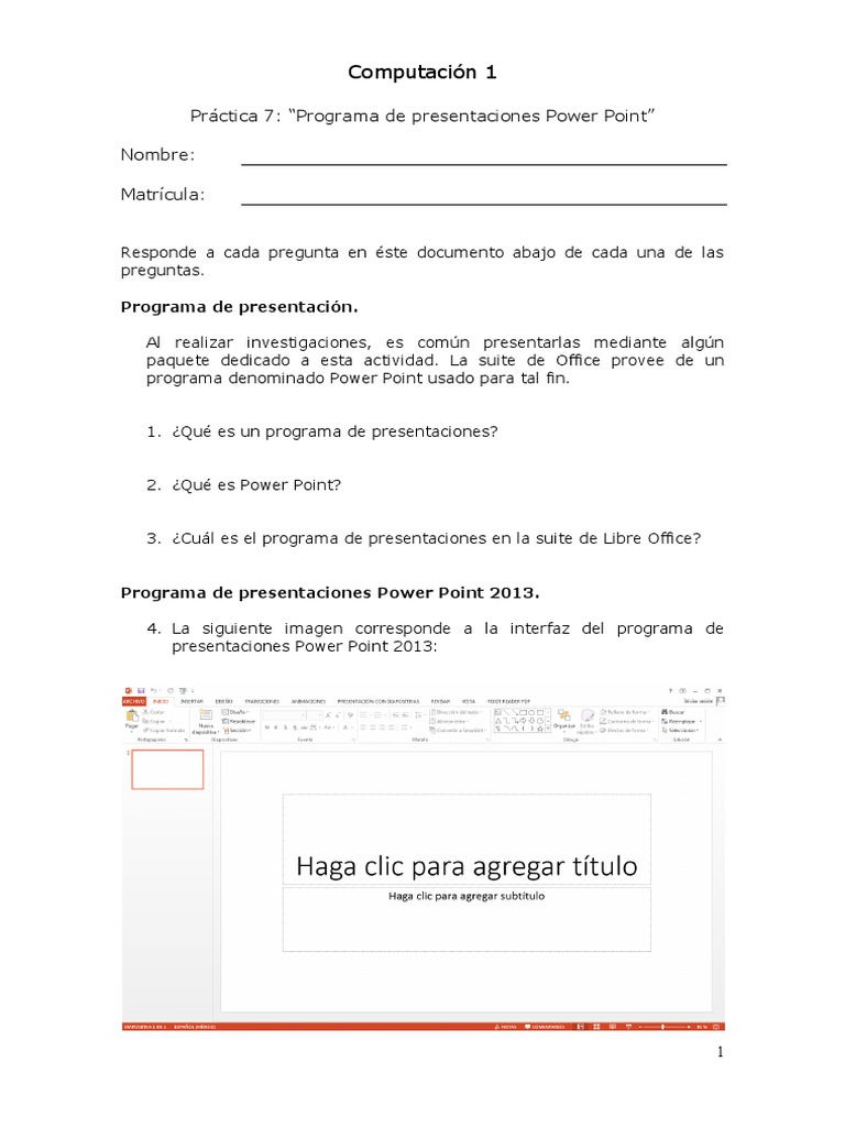Practica Computación 1 | PDF | Microsoft PowerPoint | Point and Click