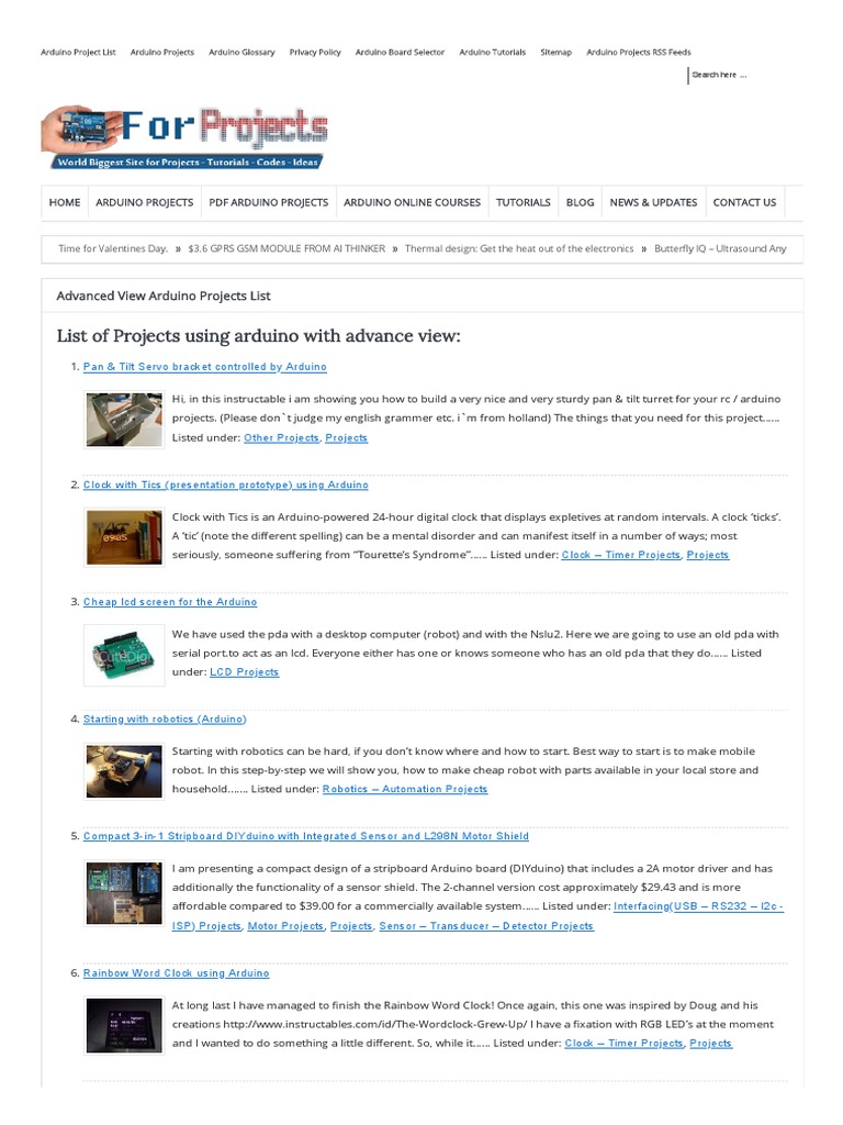 Advanced View Arduino Projects List Part 4 - Use Arduino For Projects | PDF | Arduino | Automation