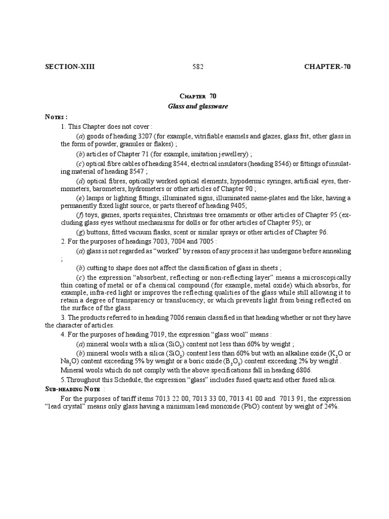 Customs Tarrif Chapter 70 | PDF | Optical Materials | Textiles