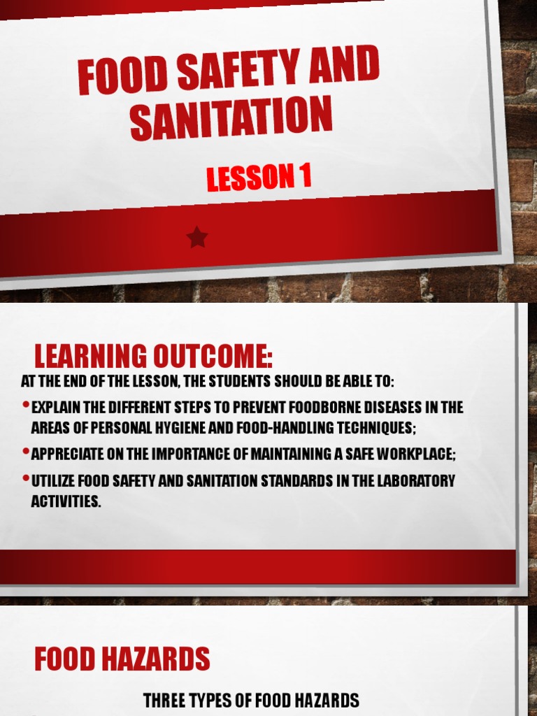 Food Safety and Sanitation Lesson 1 | PDF | Hand Washing | Hygiene