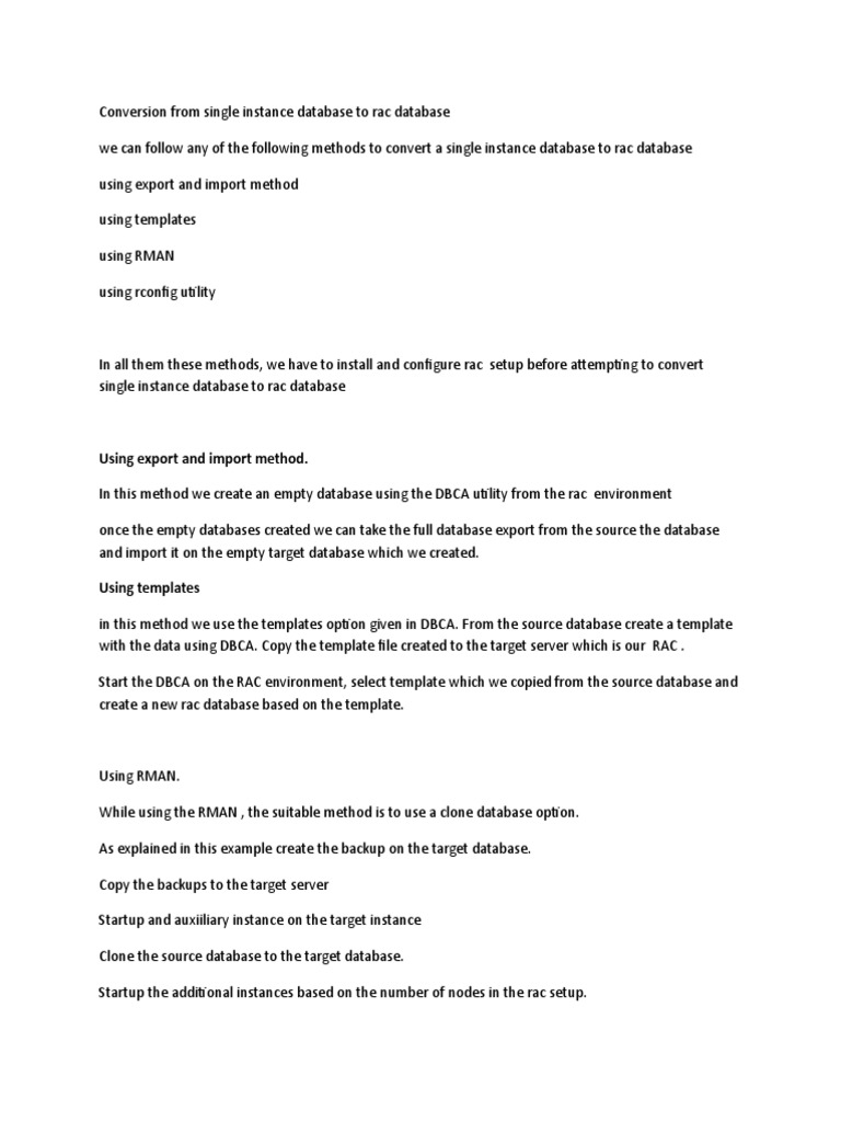 Conversion From Single Instance Database To Rac Database | PDF | Backup ...