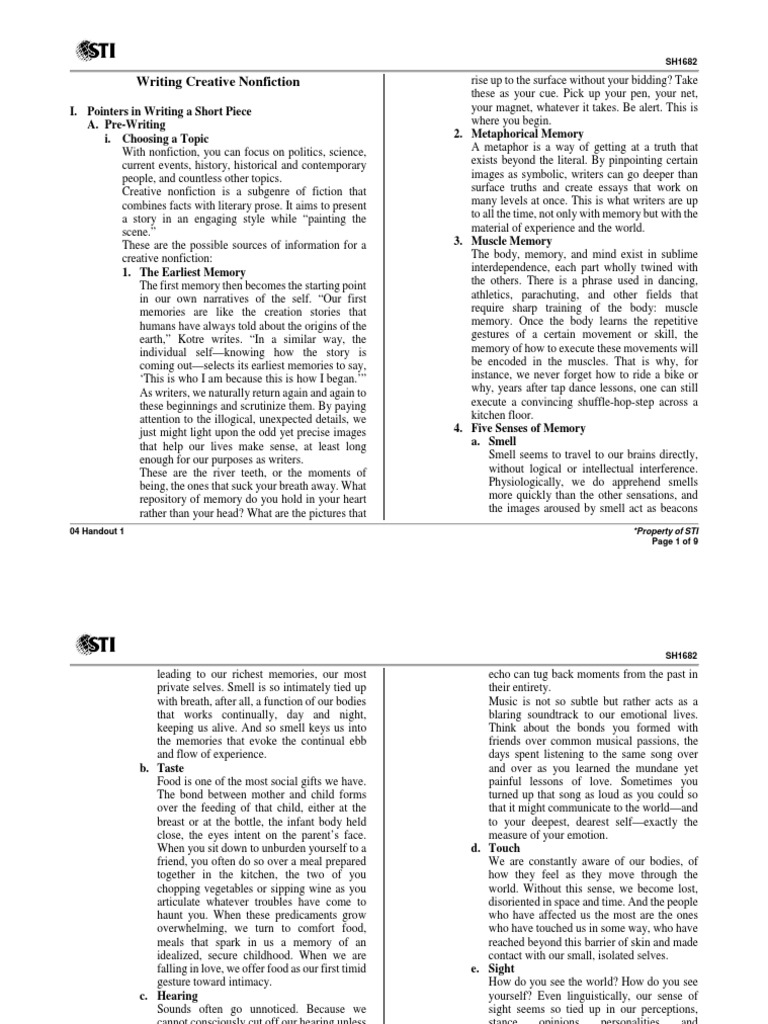 Writing Creative Nonfiction | PDF | Narration | Creative Nonfiction