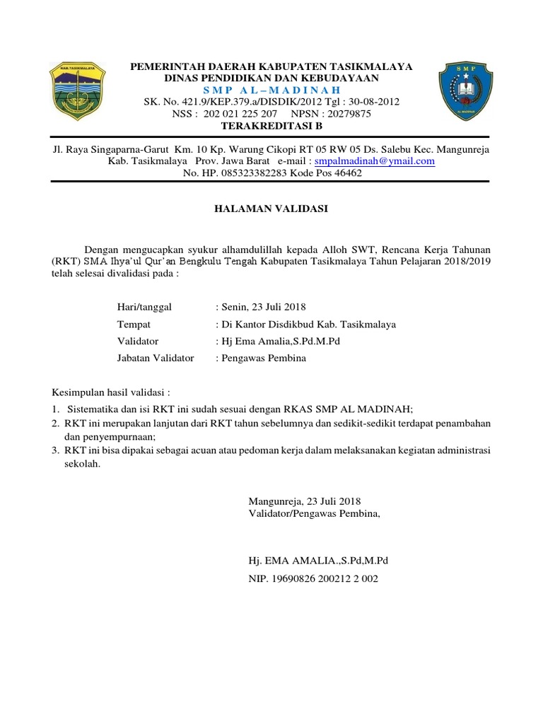 Contoh Halaman Validasi | PDF