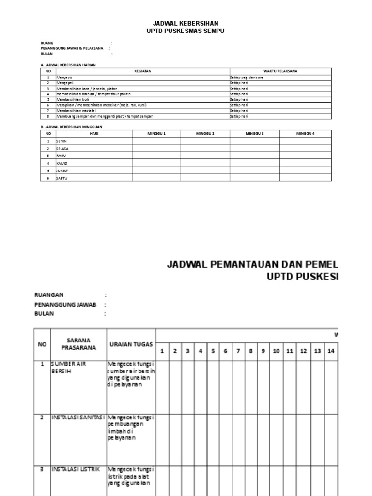Jadwal Kebersihan (Ppi) | PDF