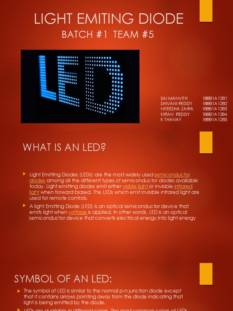 Light Emiting Diode: Batch #1 Team #5 | PDF | P–N Junction | Light ...
