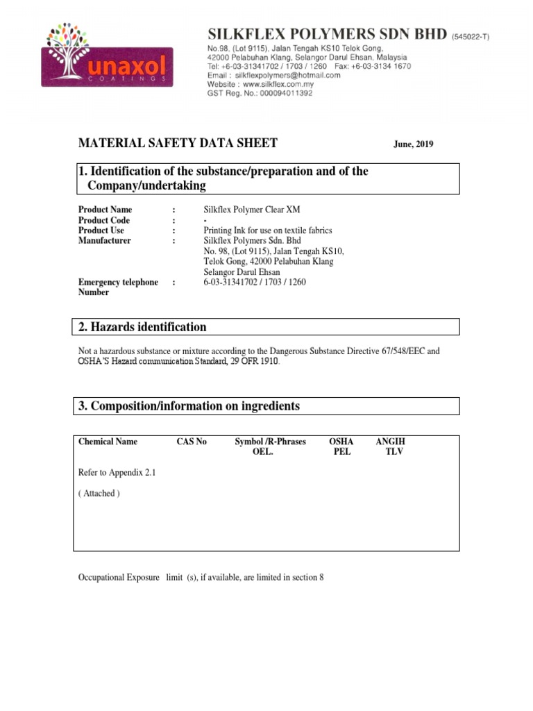 MSDS-Silkflex Polymer Clear XM | PDF | Personal Protective Equipment ...