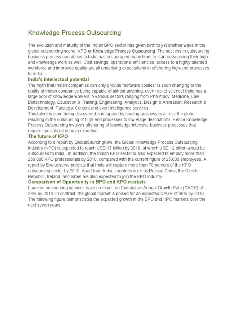 Growth of Knowledge Process Outsourcing | PDF | Outsourcing | Analytics