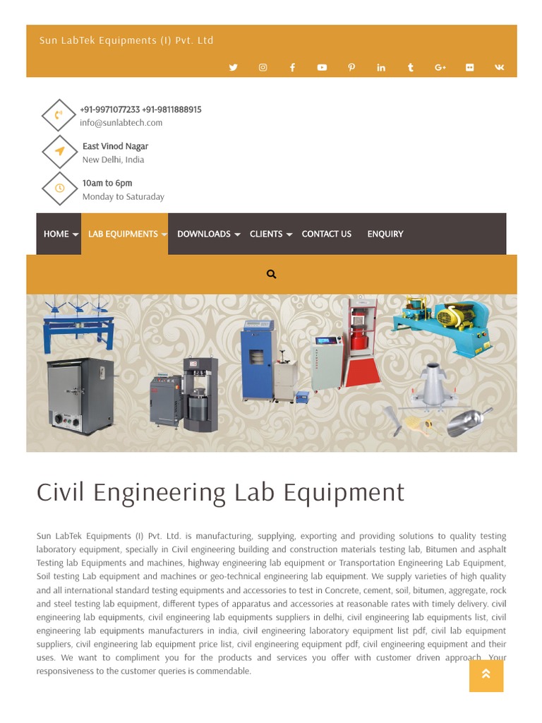 Civil Engineering Lab Equipment PDF | PDF | Laboratories | Concrete