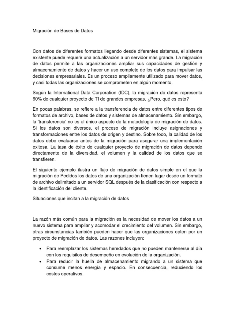 Migración de Bases de Datos | PDF | Computación en la nube | Migración ...
