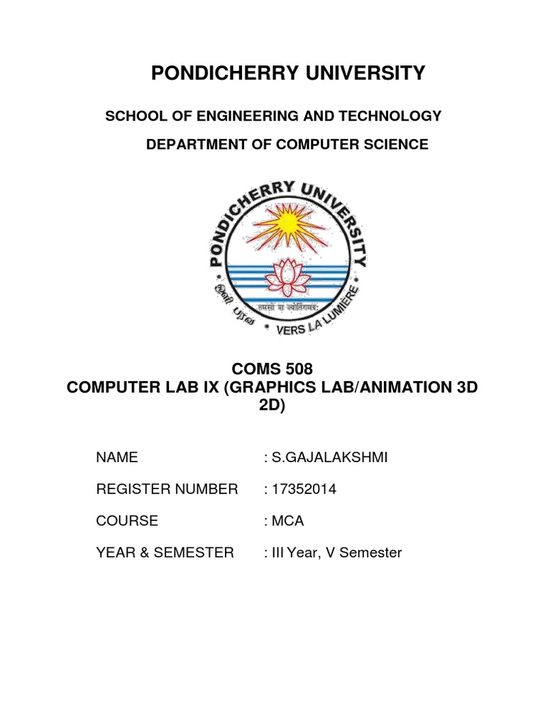 Graphics Lab Record for MCA Student | PDF | Art | Technology & Engineering