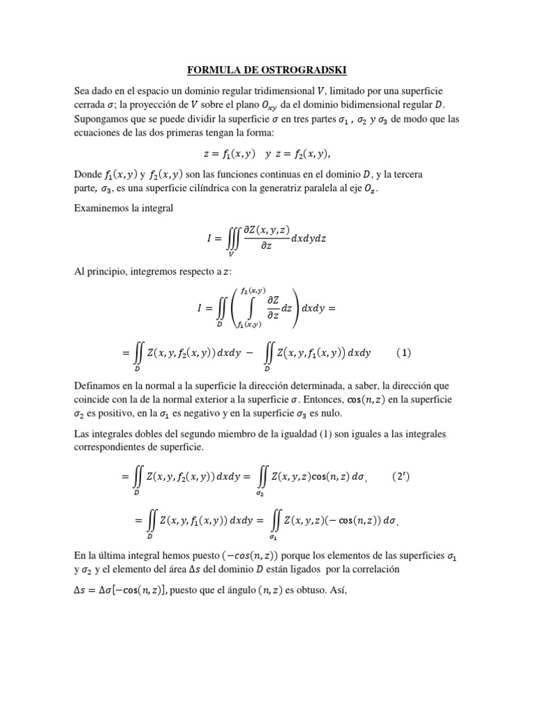 Formula de Ostrogradski | PDF | Divergencia | Integral