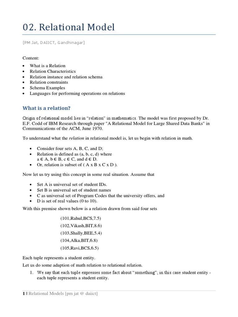 Relational Model Overview | PDF | Relational Database | Relational Model