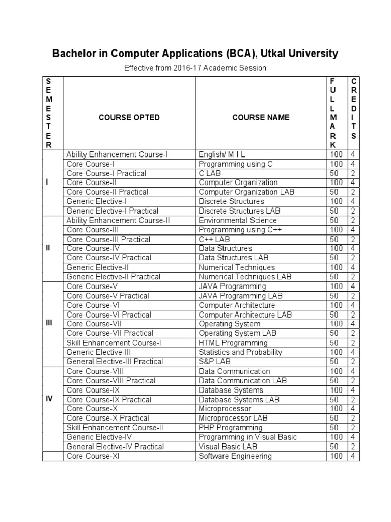 Bca Cbcs 2016 | PDF | Class (Computer Programming) | Arm Architecture