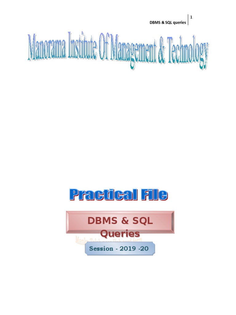 Dbms SQL File | PDF | Sql | Databases