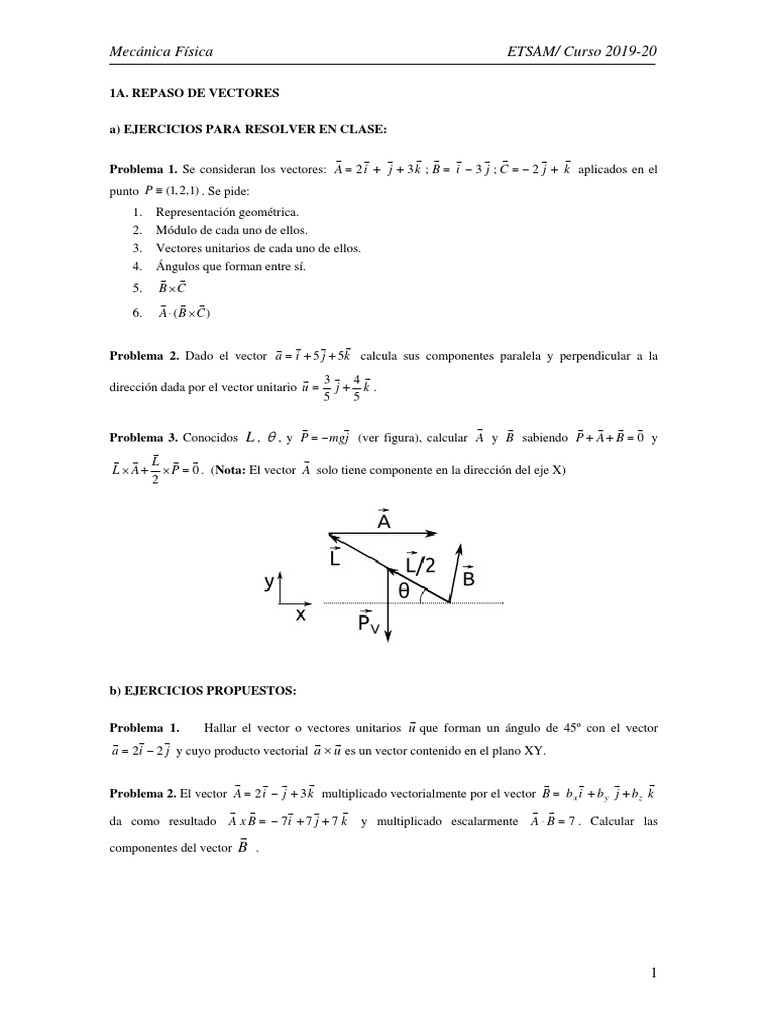 Hoja 1a-Repaso de Vectores - 2019-20 | PDF