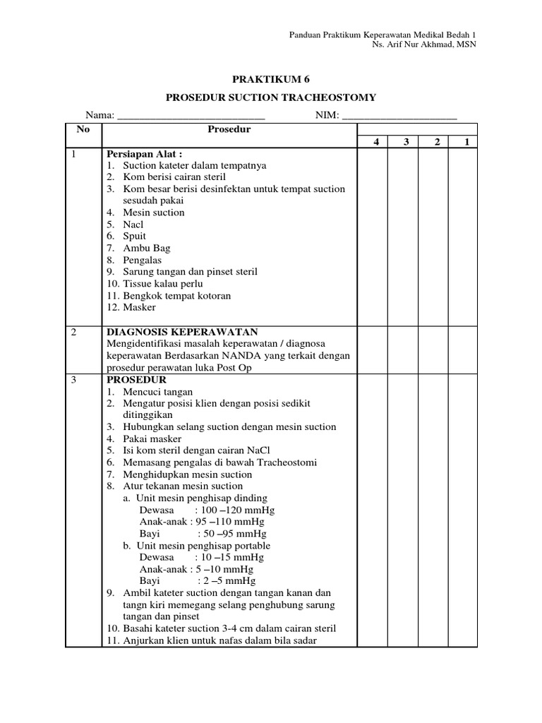 Sop Suction Tracheostomy 6 | PDF