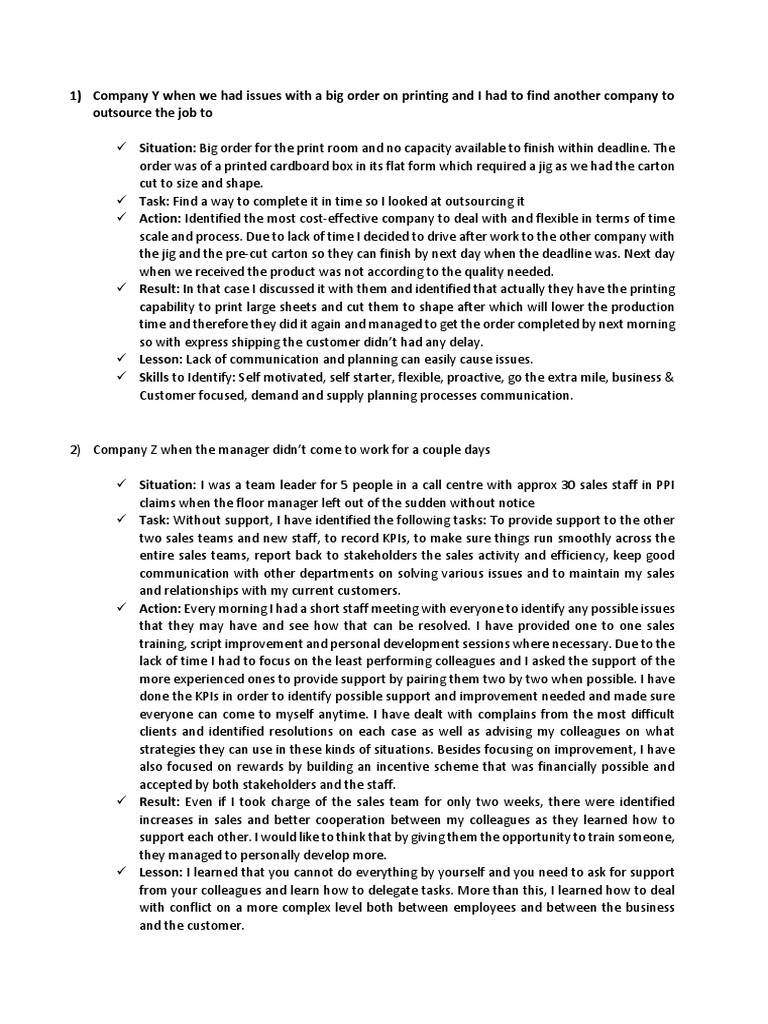 Interview Answers Example | PDF | Outsourcing | Business