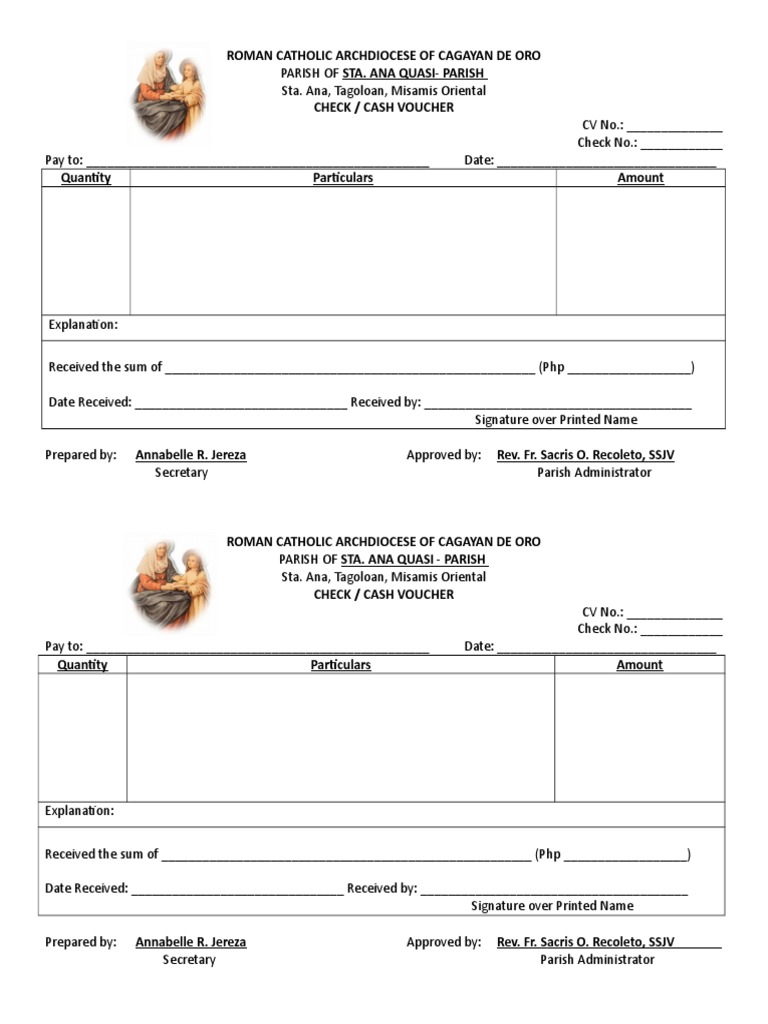 Cash Voucher Template for Parish Use | PDF