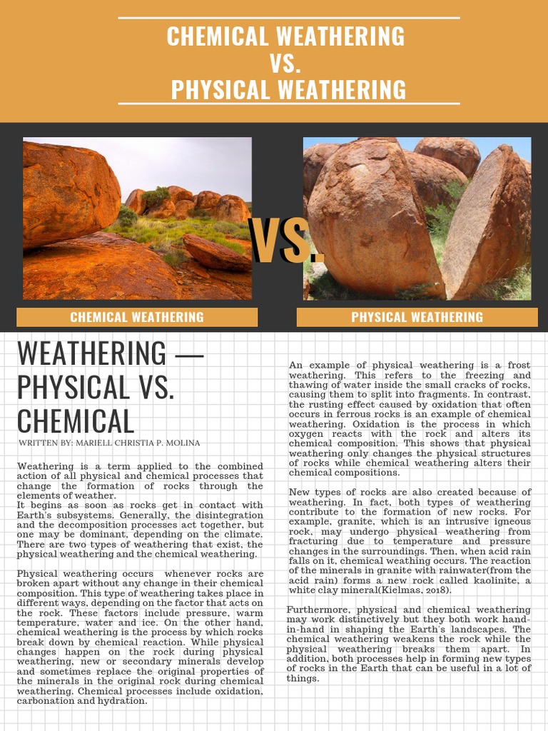 Physical vs. Chemical Weathering | PDF | Weathering | Rock (Geology)