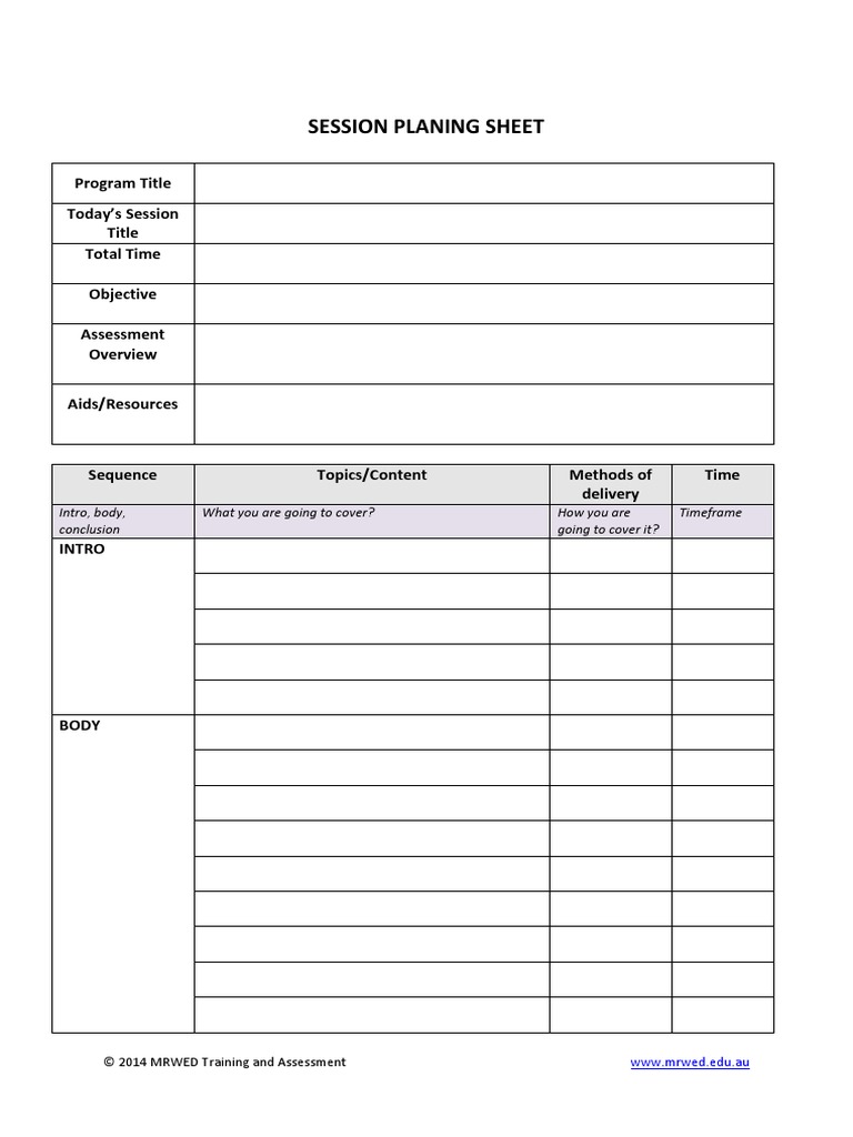 Session Planing Sheet: Program Title Today's Session Title Total Time ...