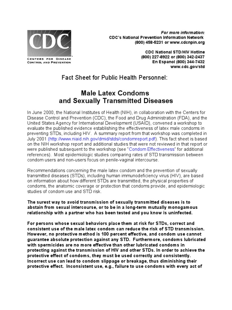 Health Brochures - CDC - Male Latex Condoms and Sexually Transmitted ...