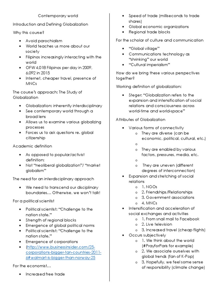 Introduction and Defining Globalization | PDF | Multinational Corporation | Globalization