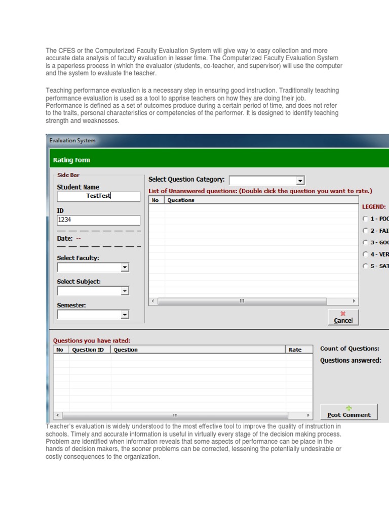 The CFES or The Computerized Faculty Evaluation System Will Give Way To Easy Collection and More ...