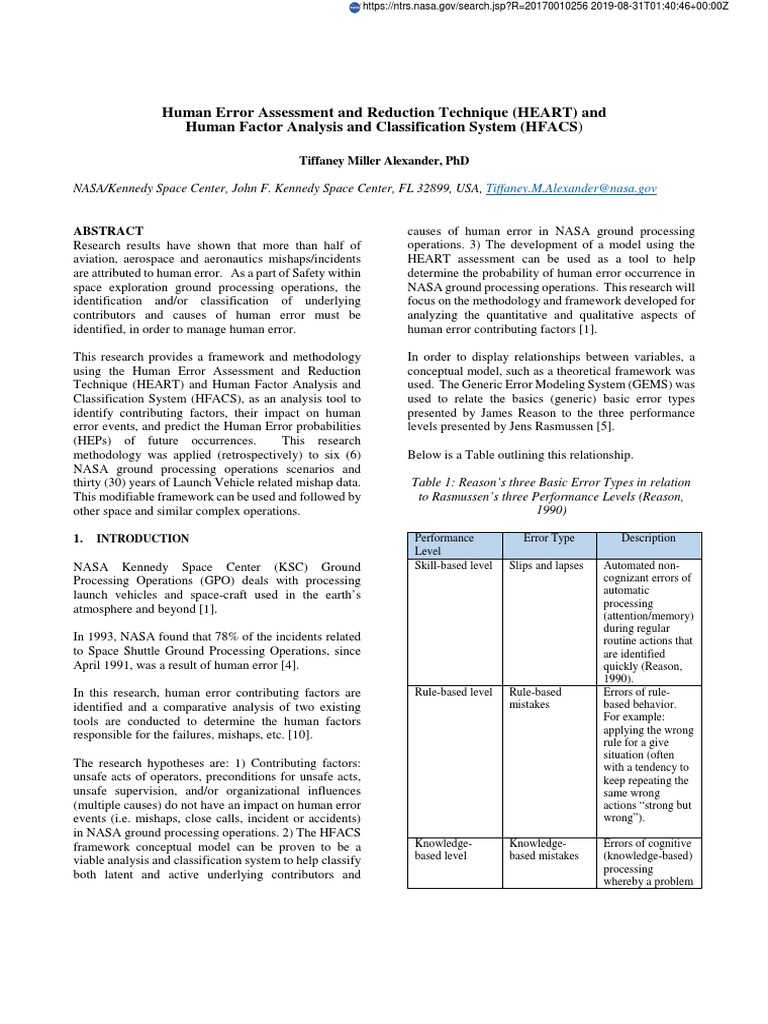 NASA Human Error Analysis | PDF | Logistic Regression | Data Analysis