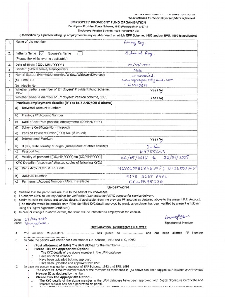 EPF Declaration | PDF
