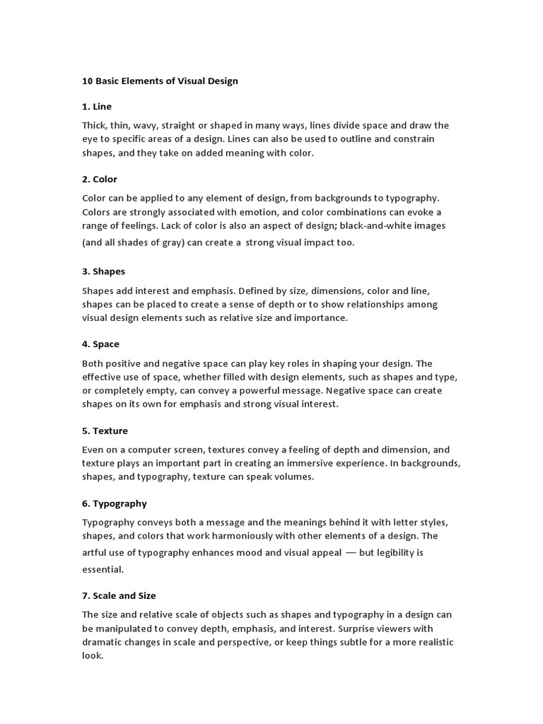 10 Basic Elements Of Visual Design Pdf Typography Shape
