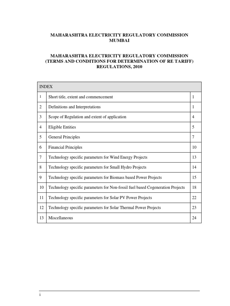 Maharashtra Electricity Regulatory Commission Mumbai | PDF | Solar ...