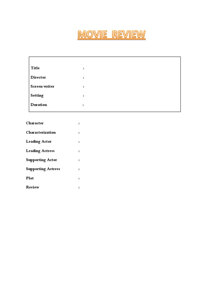 Title: Director: Screen Writer: Setting: Duration | PDF