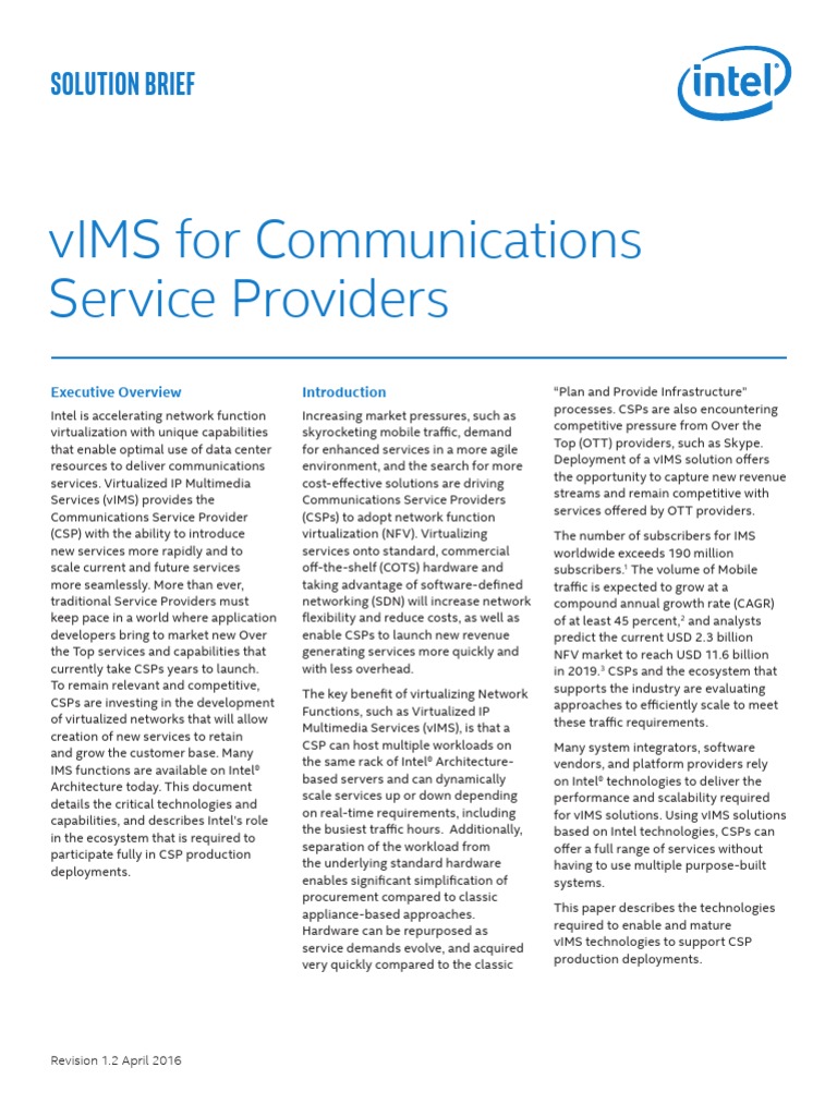 vIMS For Communications Service Providers: Solution Brief | PDF | Ip ...