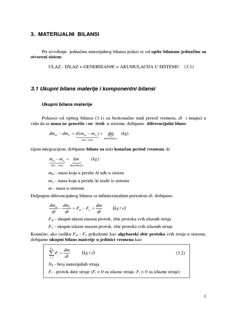 Materijalni Bilansi PDF | PDF