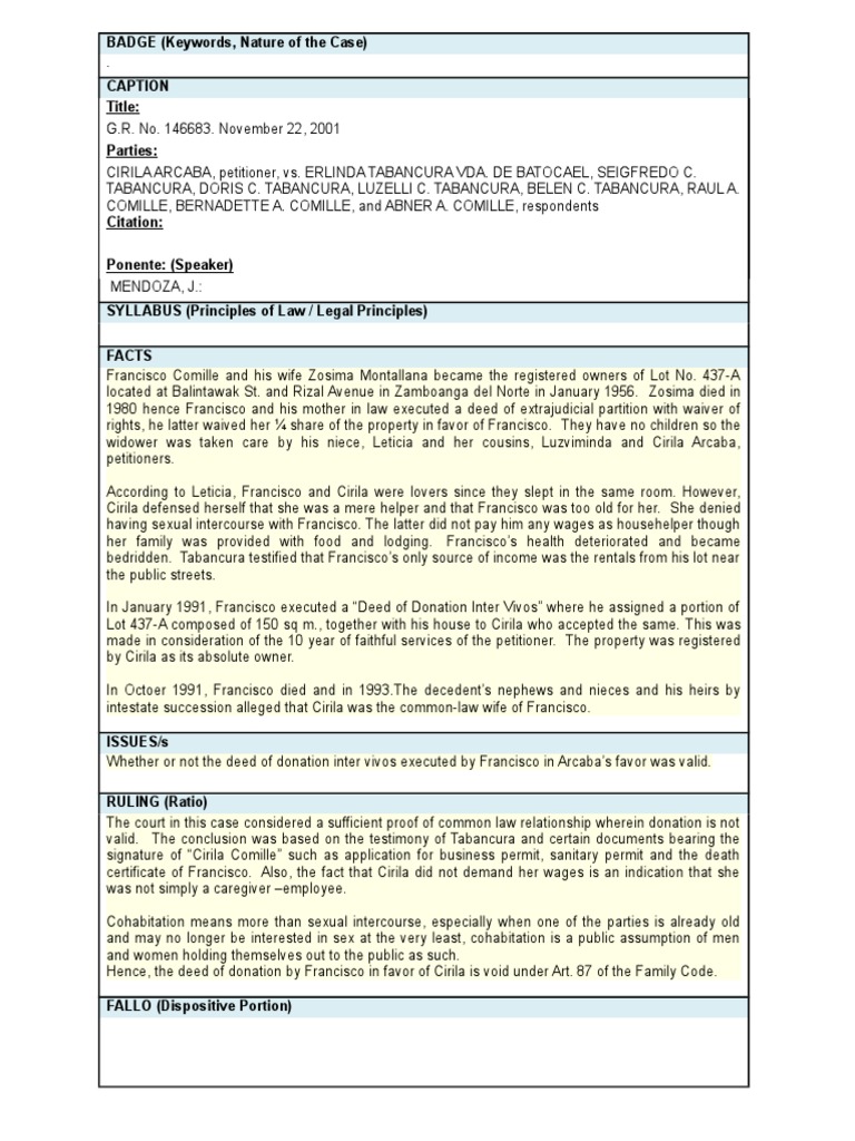 BADGE (Keywords, Nature of The Case) Caption Title: Parties | PDF ...